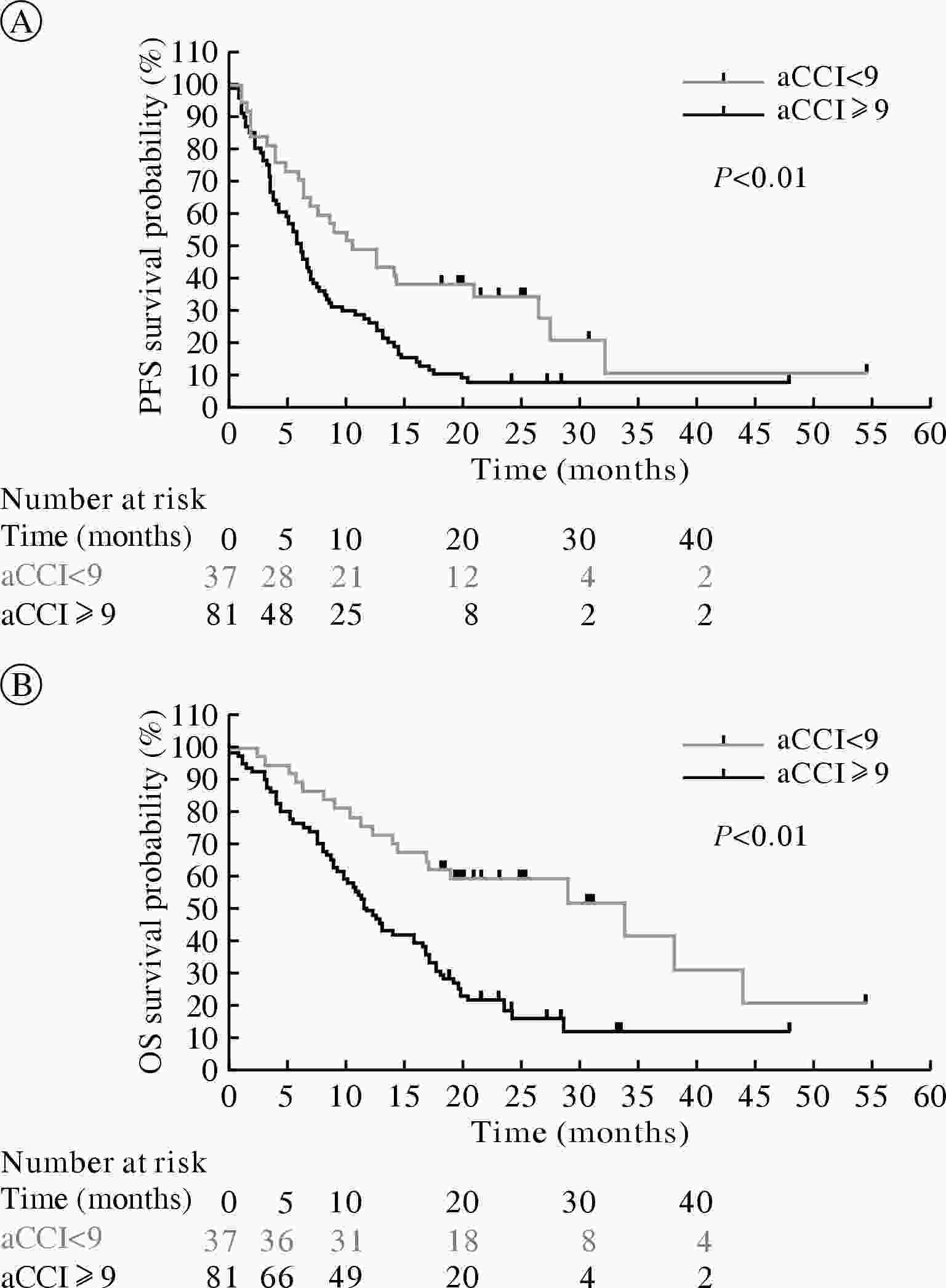 年龄校正查尔森合并症指数对老年晚期非小细胞肺癌患者抗PD-1免疫治疗的预后评估